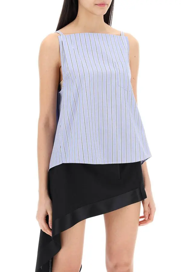 Sacai Boat Neck Pleated Poplin Camisole