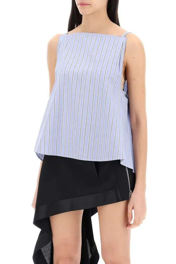 Sacai Boat Neck Pleated Poplin Camisole