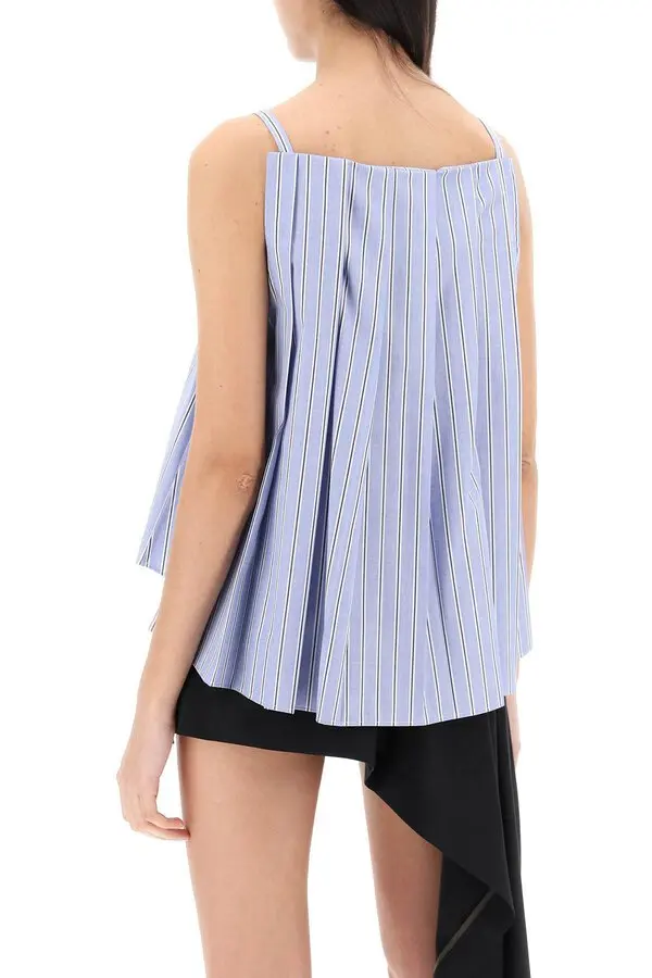 Sacai Boat Neck Pleated Poplin Camisole