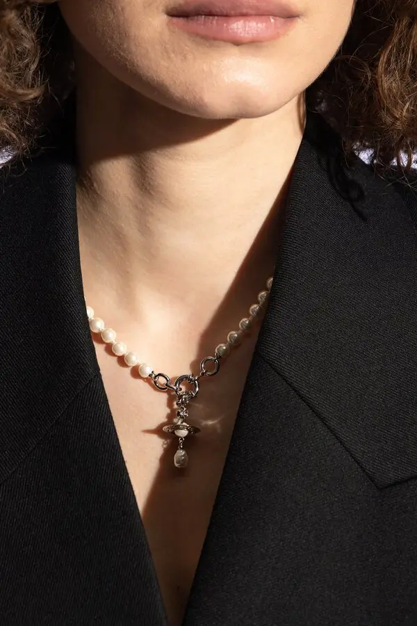 VIVIENNE WESTWOOD Logo Embellished Pearl Necklace