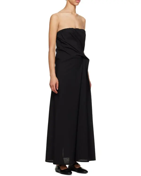 THE ROW Strapless Stretch Wool Dress With Front Twist Detail