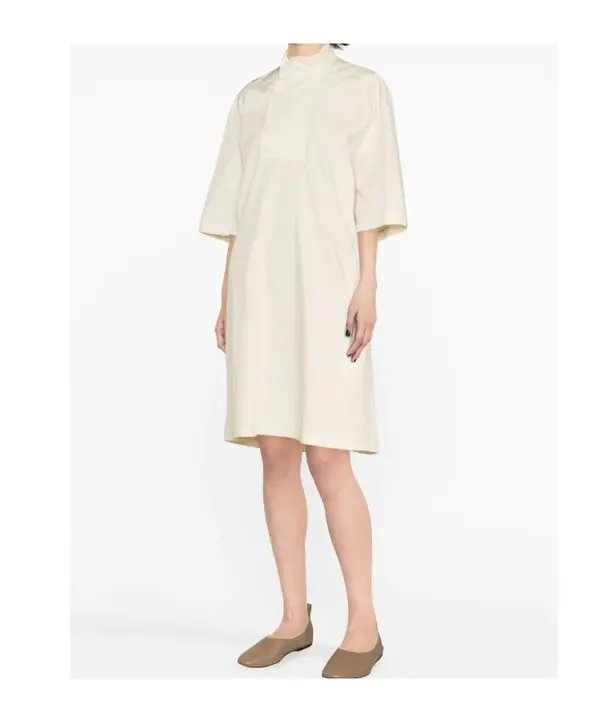 LEMAIRE High-neck Short Sleeve Cotton Dress