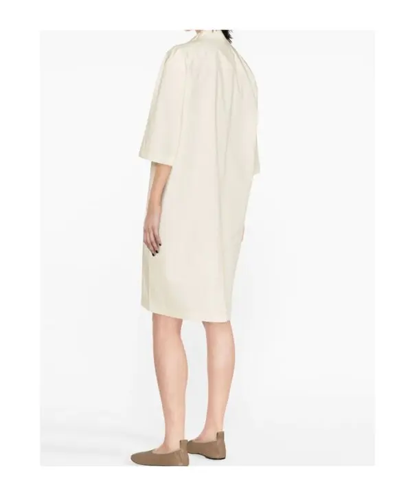 LEMAIRE High-neck Short Sleeve Cotton Dress
