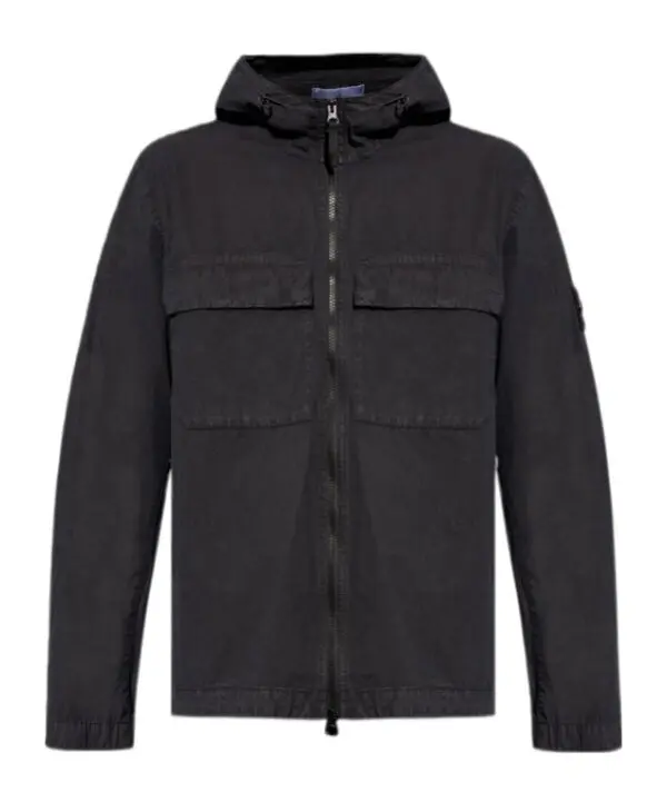 Stone Island Compass-badge Hooded Jacket - Blue