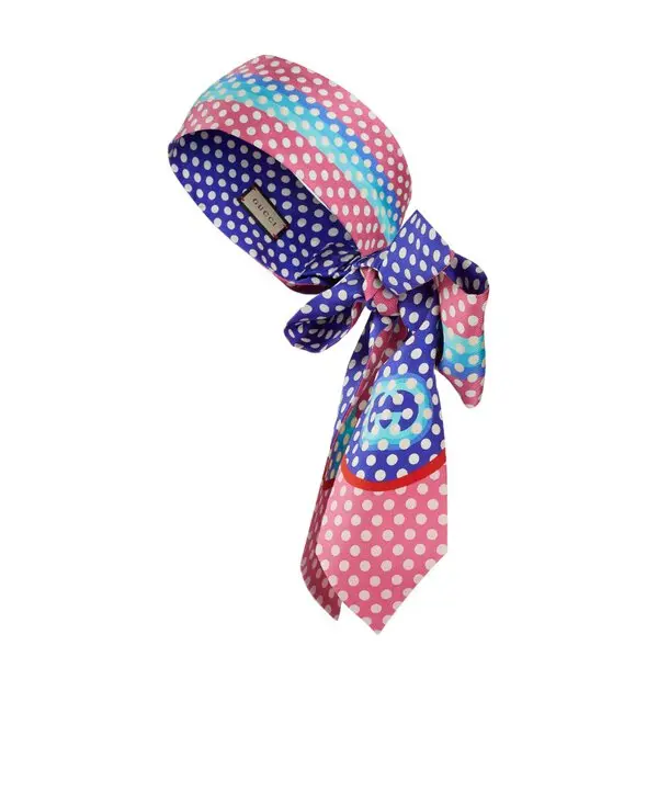 Gucci Polka Dot Printed Mulberry Silk Hair Band - Pink