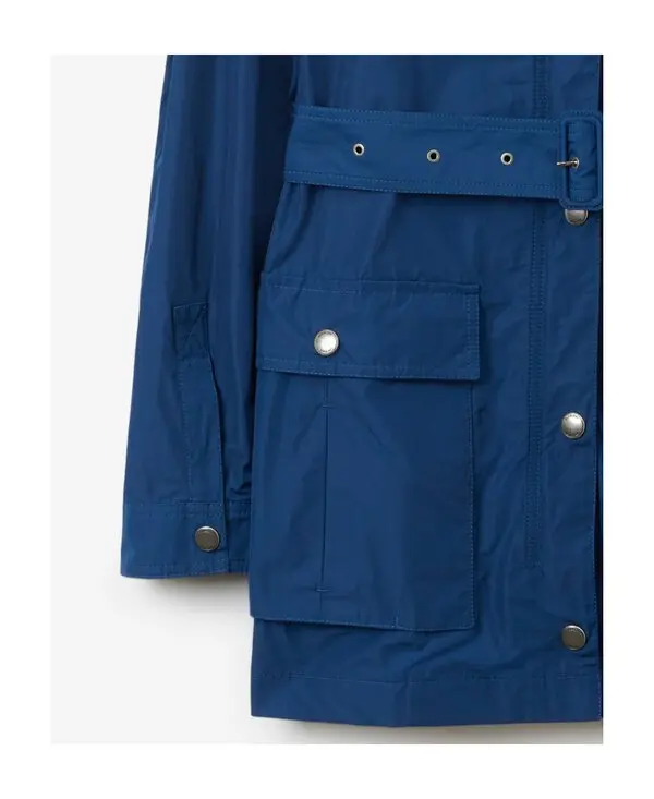 Burberry Belted Hooded Parka With Embroidered Logo