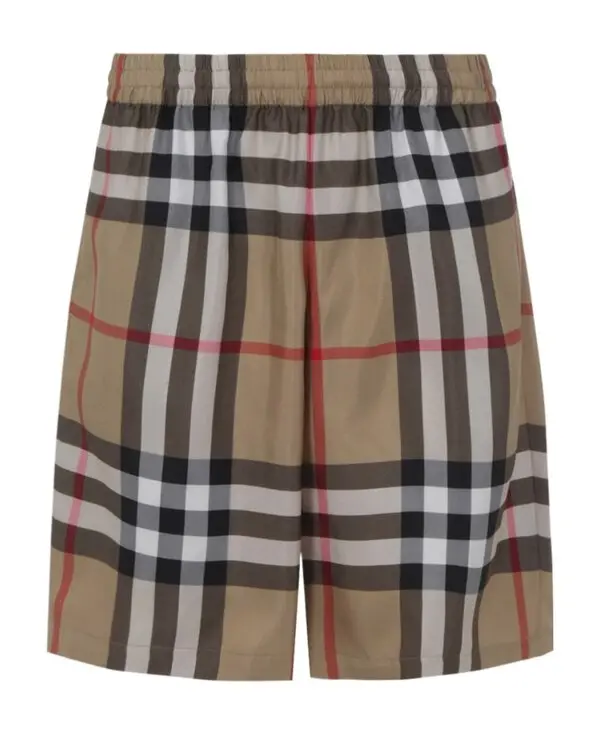Burberry Checked Elasticated Waist Shorts - Gray