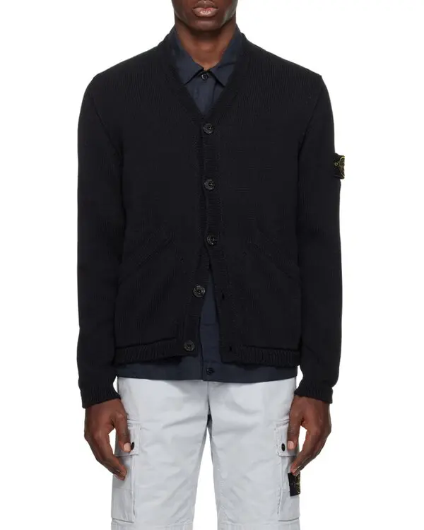 Stone Island Logo Medallion Knitted Cardigan