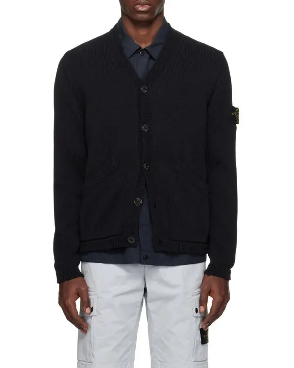 Stone Island Logo Medallion Knitted Cardigan