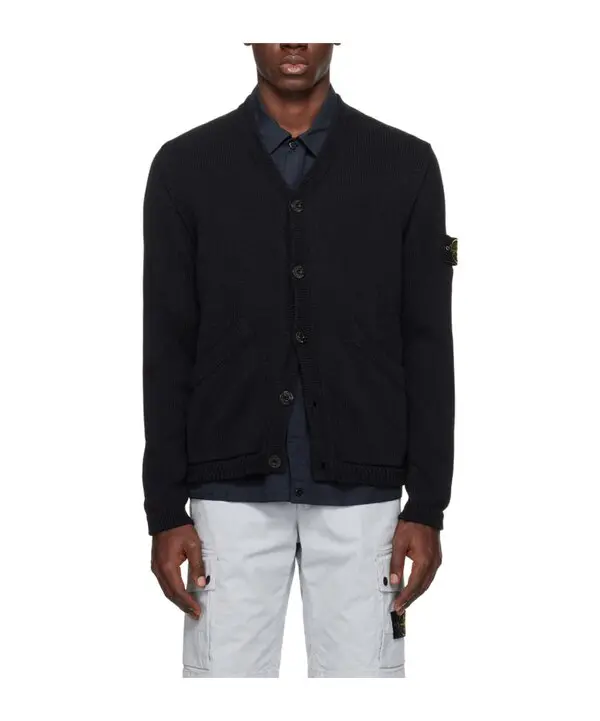 Stone Island Logo Medallion Knitted Cardigan