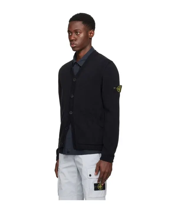 Stone Island Logo Medallion Knitted Cardigan
