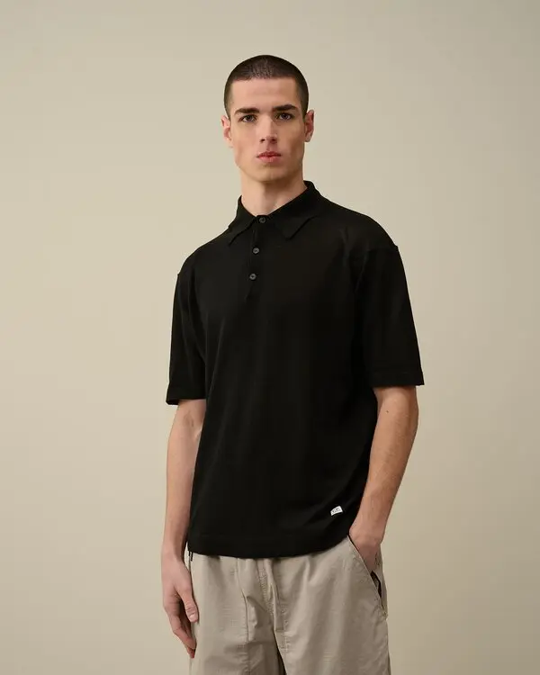C.P. COMPANY Logo-patch Knitted Polo Shirt