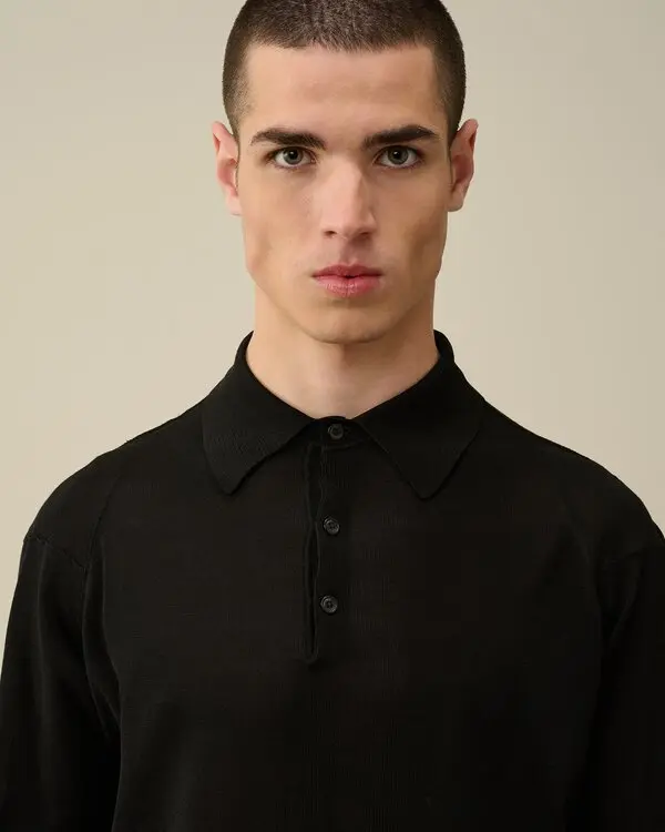 C.P. COMPANY Logo-patch Knitted Polo Shirt