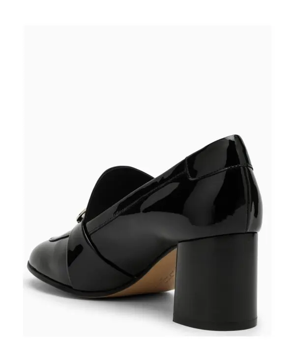 FERRAGAMO Patent Leather Horsebit High Heel Loafers