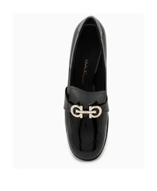 FERRAGAMO Patent Leather Horsebit High Heel Loafers