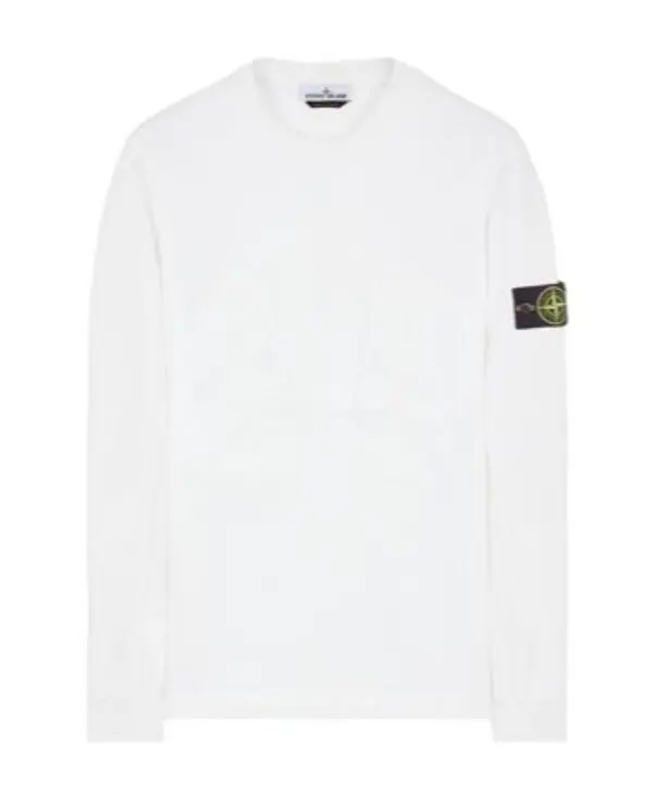Stone Island Round Neck Logo Decal Sweater - White