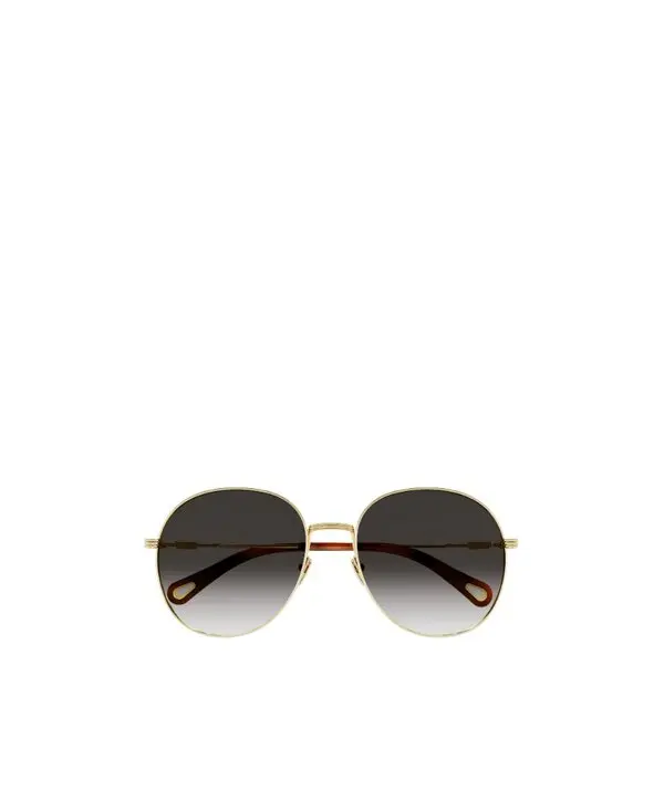 Chloé Logo Round Frame Sunglasses - Black