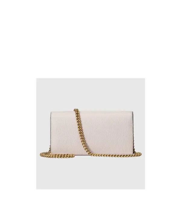 Gucci Gg Incrocio Leather Clutch With Chain Strap - White