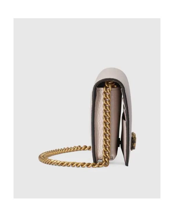 Gucci Gg Incrocio Leather Clutch With Chain Strap - White
