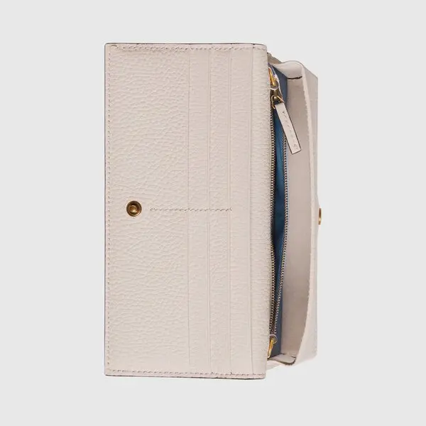 Gucci Gg Incrocio Leather Clutch With Chain Strap - White