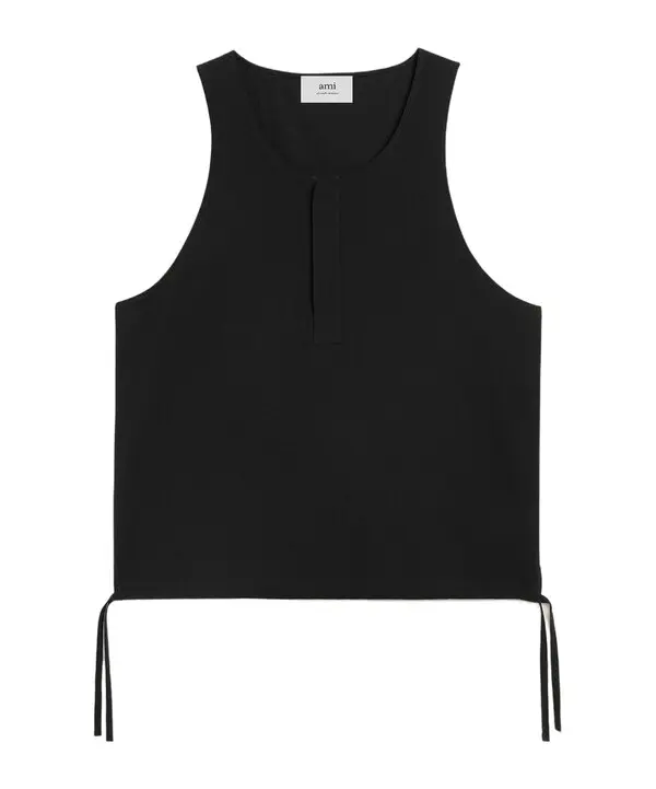 Ami Drawstring Sleeveless Tank Top - Black