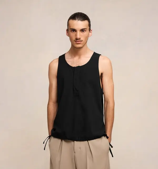 AMI Paris Drawstring Sleeveless Tank Top
