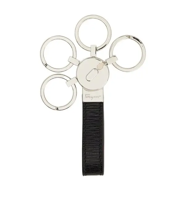 FERRAGAMO Logo Engraved Keyring - White