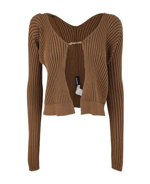 Jacquemus Logo Long Sleeve Ribbed Cardigan