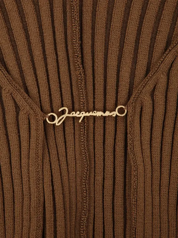 Jacquemus Logo Long Sleeve Ribbed Cardigan