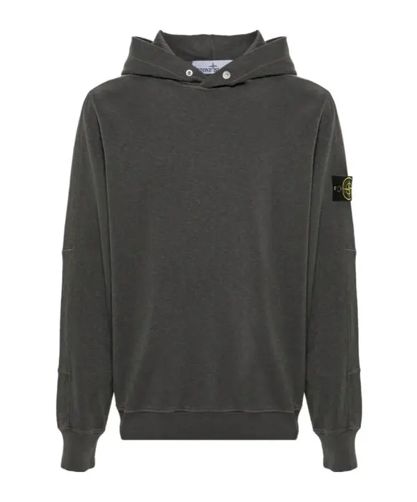 Stone Island Old Treatment Cotton Hoodie - Black