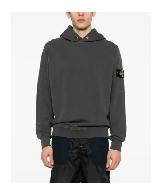 Stone Island Old Treatment Cotton Hoodie - Black