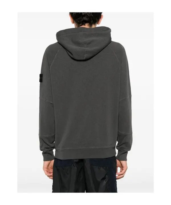 Stone Island Old Treatment Cotton Hoodie - Black