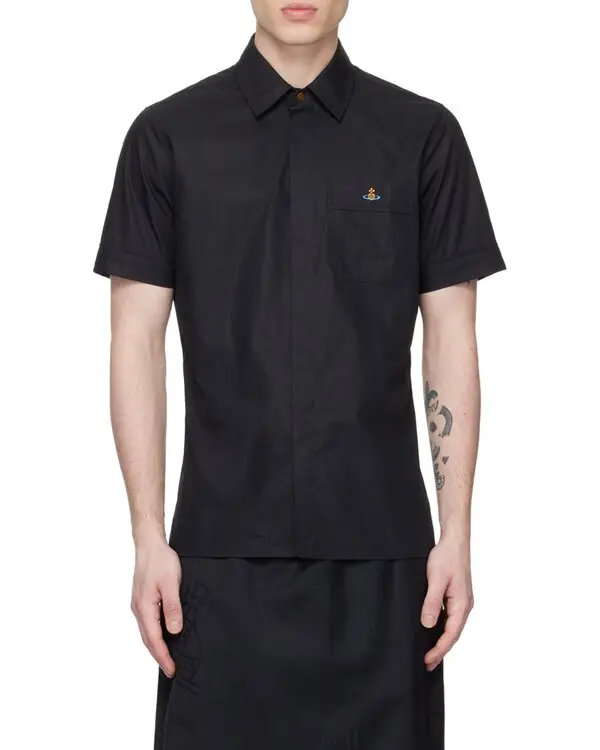 VIVIENNE WESTWOOD Orb Embroidered Short-sleeved Shirt - Black