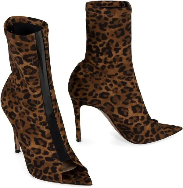 GIANVITO ROSSI Leopard Print High Heel Ankle Boots