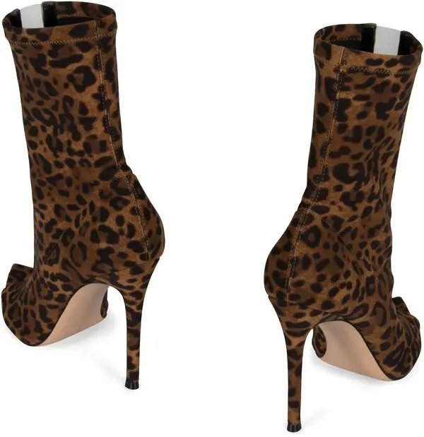 GIANVITO ROSSI Leopard Print High Heel Ankle Boots