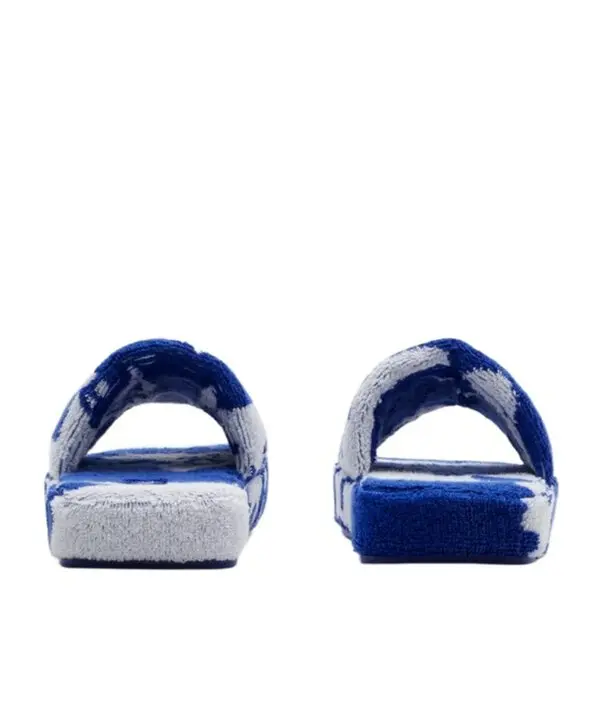 Burberry Cotton Terry Slides With Equestrian Knight Motif - Blue