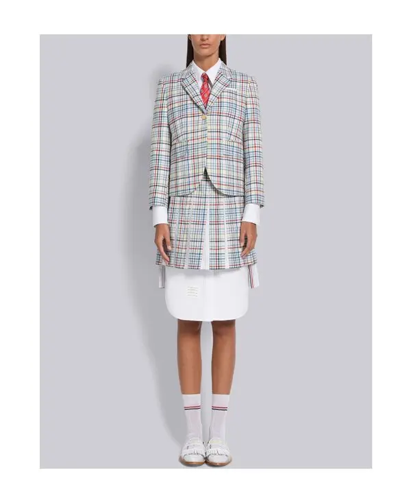 Thom Browne Checked Sports Blazer With Brass Button Closure