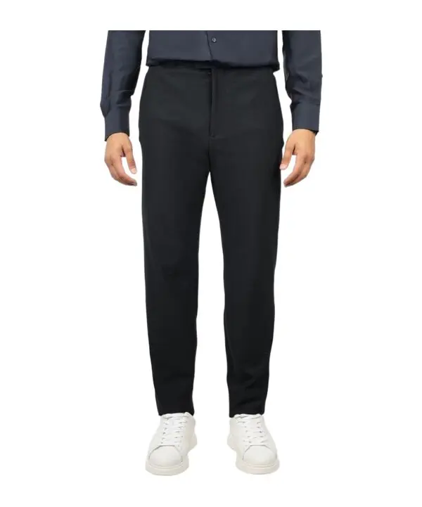 Emporio Armani Micro-textured Elastic Trousers - Black