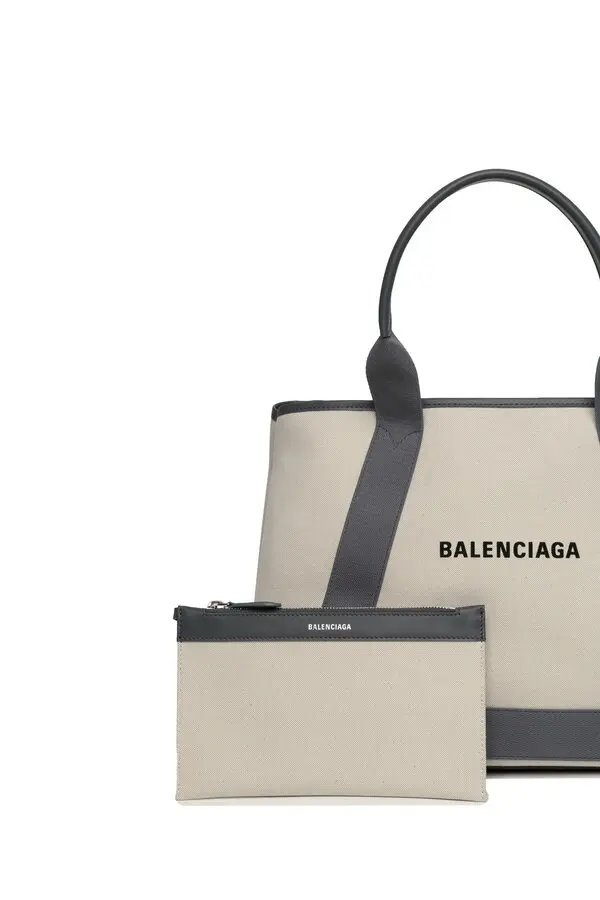 Balenciaga Canvas Tote Bag With Logo - Natural/grey