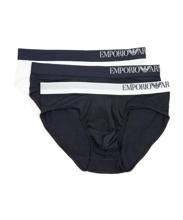 Emporio Armani Elastic Waist Briefs Pants 3-piece Set - Black