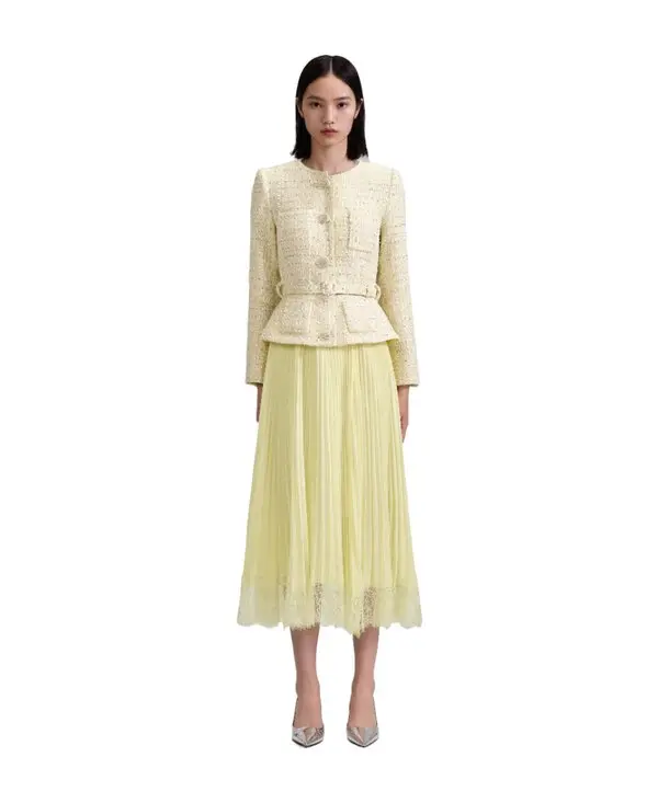 SELF-PORTRAIT Bouclé Chiffon Midi Dress