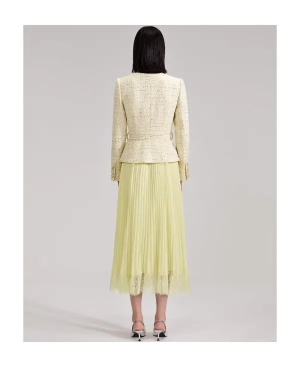 SELF-PORTRAIT Bouclé Chiffon Midi Dress