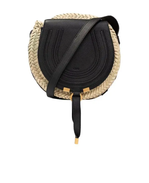 Chloé Marci Raffia Crossbody Bag - Black