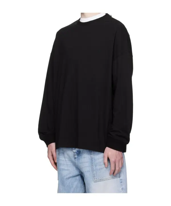 We11Done Panel Cotton Sweatshirt With Fringed Scarf