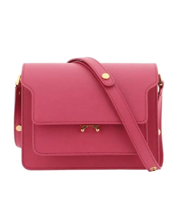 Marni Trunk Foldover Top Medium Shoulder Bag - Red