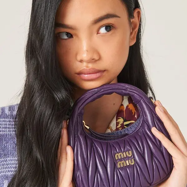 Miu Miu Wander Matelassé Nappa Leather Hobo Mini Bag
