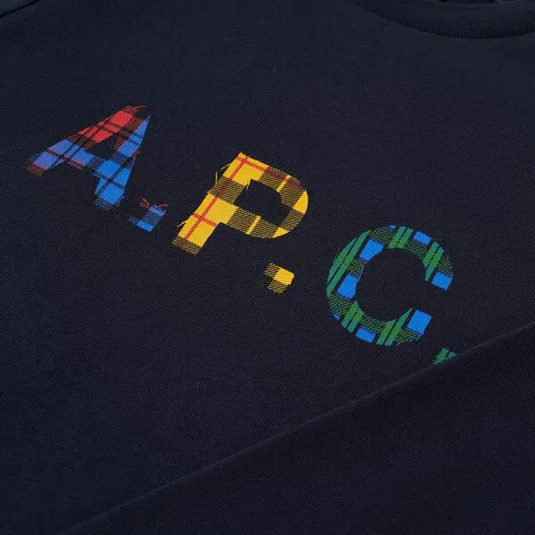 A.p.c. Logo Tartan Crewneck Sweatshirt