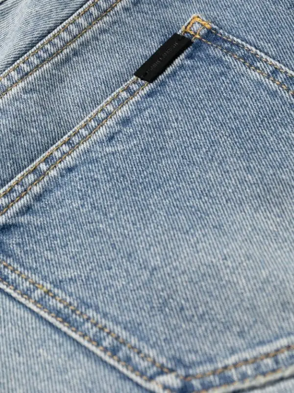 Saint Laurent Logo Patch Mid-rise Jeans