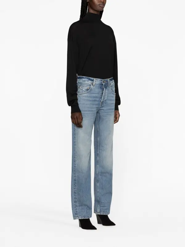 Saint Laurent Logo Patch Mid-rise Jeans