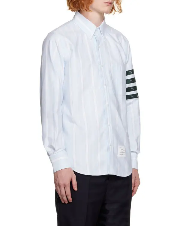 Thom Browne 4-bar Detailed Buttoned Shirt - Light Blue